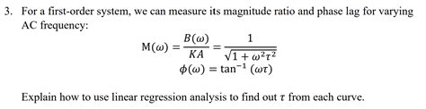 solved for a first order system we can measure its