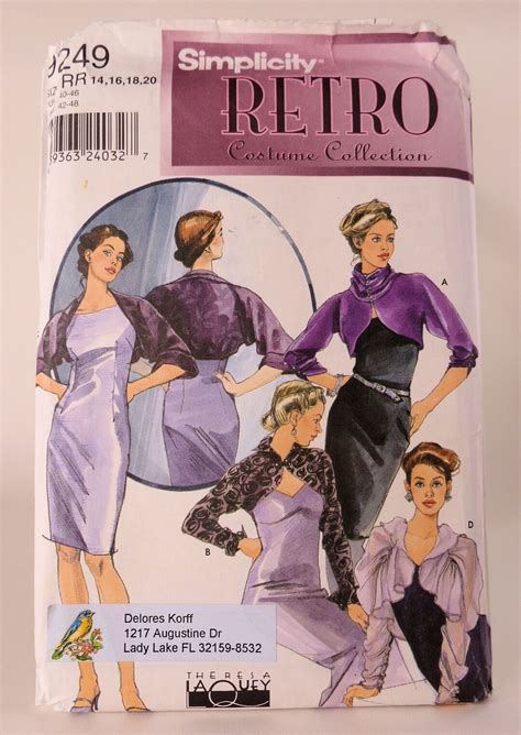 Shrug Pattern Simplicity 9249 Size 14 16 18 20 Uncut Pattern Ff Retro