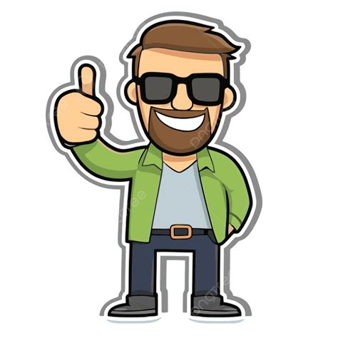 선글라스를 쓴 만화 남자는 엄지손가락을 치켜든다 벡터 인수 상표 만화 Png 일러스트 및 벡터 에 대한 무료 다운로드