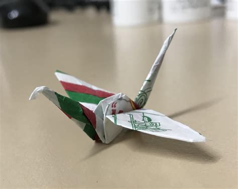 A Small Crane I Made Out Of A Minties Wrapper R Origami