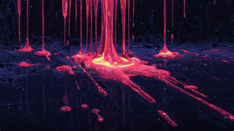 A Vibrant Flow Of Molten Material Creating An Abstract And Dynamic Visual Effect Stock