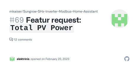 Featur Request `total Pv Power` · Issue 69 · Mkaisersungrow Shx