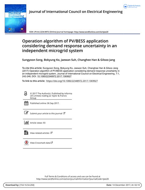 Pdf Operation Algorithm Of Pvbess Application Considering Demand