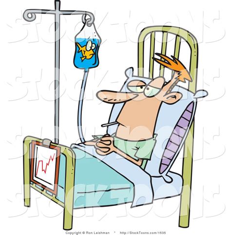 Stock Cartoon Of A Hospital Patient In A Bed With Fish By Ron Leishman
