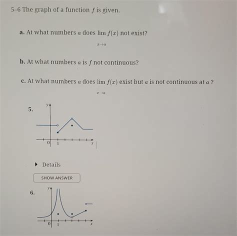 Solved 5 6 The Graph Of A Function F Is Given A At What
