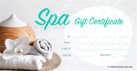 Free Printable Customizable Spa T Certificate 44 Off