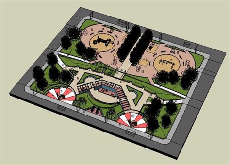 نقشه های مجموعه تفرجگاهی ، پارک ،باغ، شهر بازی طرح سه بعدی اسکچاپ
