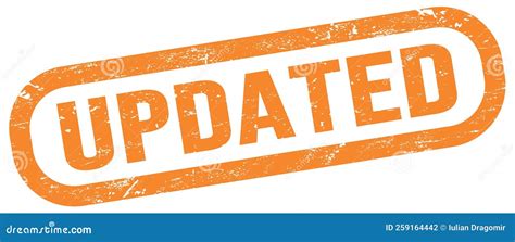 Updated Text Written On Orange Stamp Sign Stock Illustration