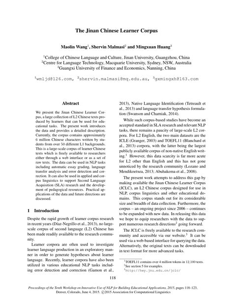 Pdf The Jinan Chinese Learner Corpus