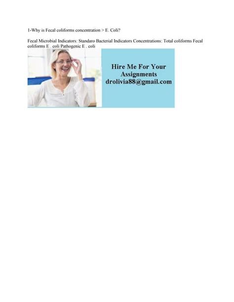 1 Why Is Fecal Coliforms Concentration E Coli Fecal Microbial Indi Pdf