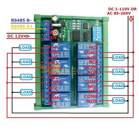 R D A DC V Channel RS Relay Module Modbus RTU UART Remote Control Switch