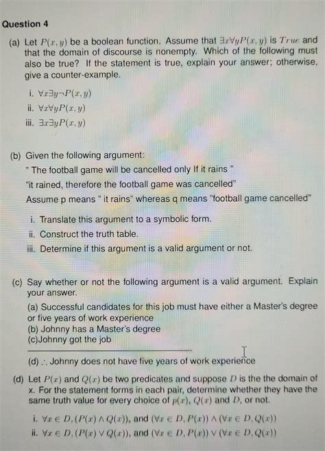 Solved Question 4 A Let Pry Be A Boolean Function