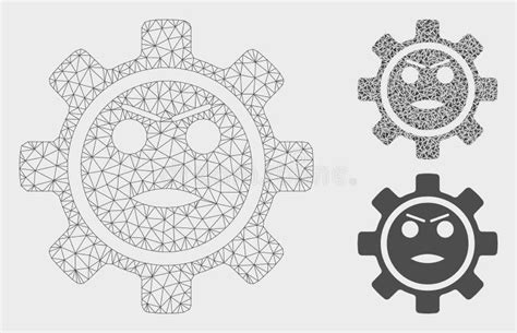 Gear Angry Smiley Vector Mesh Network Model And Triangle Mosaic Icon Stock Vector Illustration