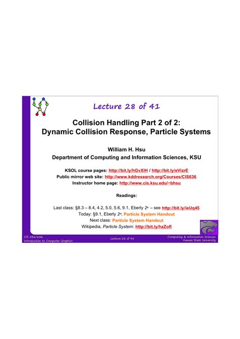 Pdf Lecture 28 Of 41 Collision Handling Part 2 Of 2 Dynamic Collision Pdf Document 909048