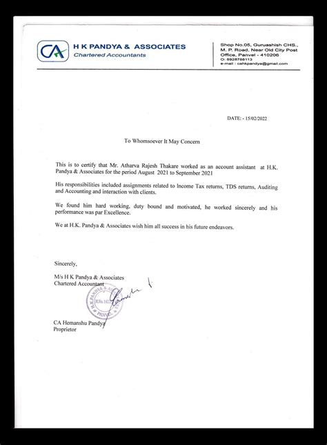 Atharva Thakare On Linkedin I Have Successfully Completed 2 Months Internship As A Account