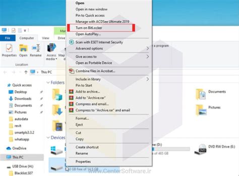 رمزگذاری درایو ، بهترین روش قفل کردن فلش و درایو در ویندوز 10 بانک نرم افزار مرکزی