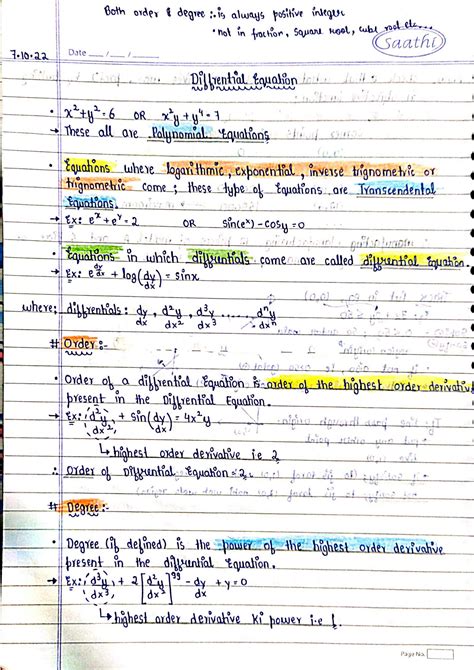 SOLUTION Differential Equations Notes Genral And Particular Solution Variable Seperable