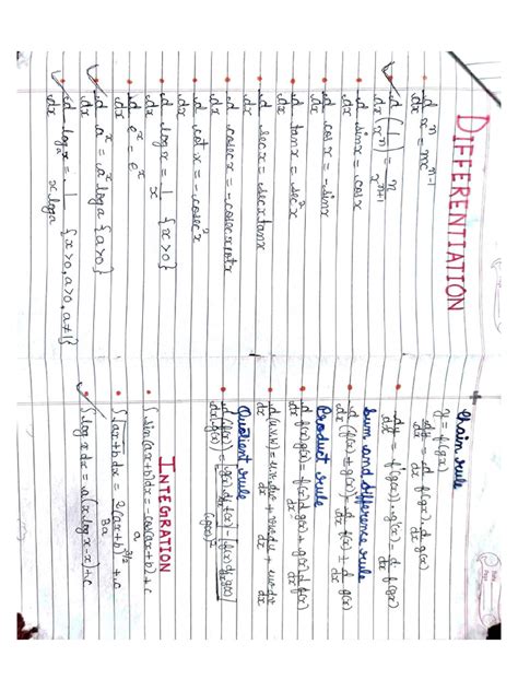 Formulas Differ And Integ Pdf