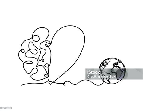 흰색 배경에 라인 그리기로 지구와 남자 실루엣 두뇌 과학에 대한 스톡 벡터 아트 및 기타 이미지 과학 낙서 드로잉 남자