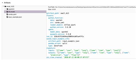 I Cannot See The Model Signature And Input Example In Mlmodel File Of A Spark Flavor Model