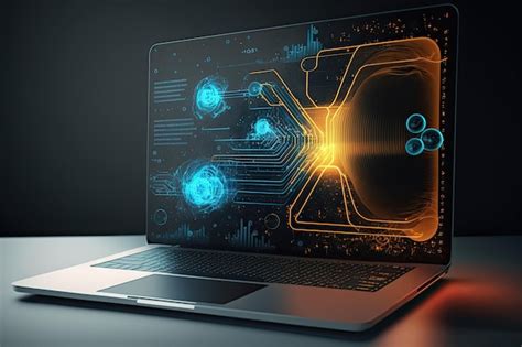 Premium Ai Image Digital Data And Network Connection On Laptop Screen Big Data Analysis