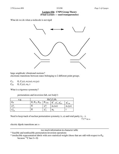 Lec36 Lecture 36 Notes For Molecular Spectra And Molecular Structure With Equations Lecture