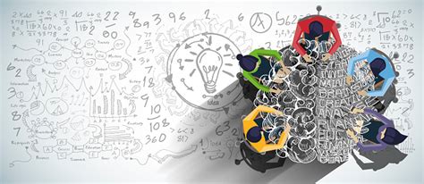 스케치 브레인과 성공을위한 사업가와 레이디 브레인 스토밍 비즈니스 계획 데이터 아이디어 및 개념 벡터 그림 개발에 대한 스톡