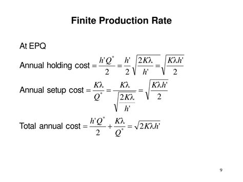 Ppt Outline Finite Production Rate Model The Model Cost Curves Characteristics Example