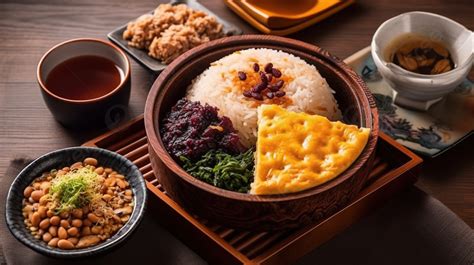쌀과 나무 쟁반 세트 팥소를 곁들인 중국식 오므라이스 세트의 조감도 텐신 쌀과 중국 수프 고화질 사진 사진 배경 일러스트 및 사진 무료 다운로드 Pngtree