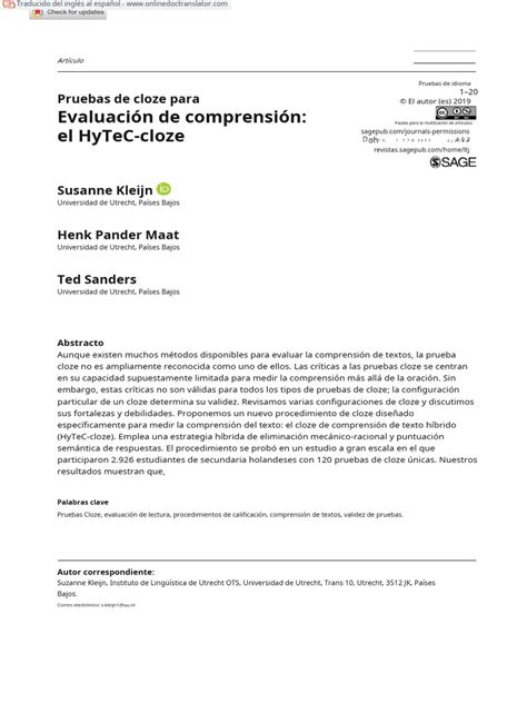 02 Method Cloze Español Pdf Desorden Hiperactivo Y Deficit De Atencion Puntuación