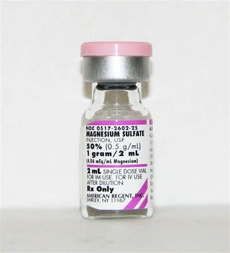Magnesium Sulfate Injection Usp 50 0 5g Ml 2ml Vial Dixie Ems