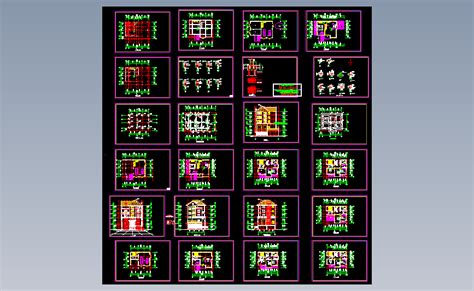 错层别墅建筑结构施工图 Autocad 2004 模型图纸下载 懒石网