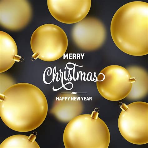 Premium Vector Christmas Background With Tree Balls Golden Ball New Year Winter Holidays