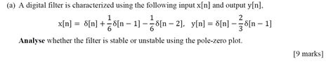 Solved A A Digital Filter Is Characterized Using The