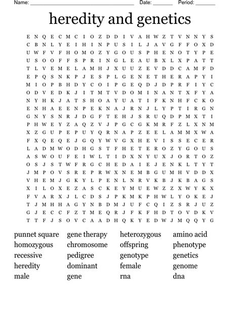 Heredity And Genetics Word Search Wordmint