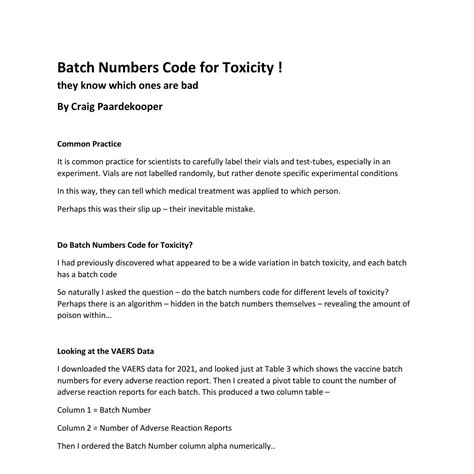 Batch Numbers Code For Toxicitypdf Docdroid