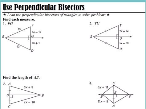 Perpendicular And Angle Bisector Activity Lesson Ppt