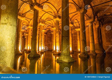 Underground Basilica Cistern Yerebatan Sarnici In Istanbul Turkey