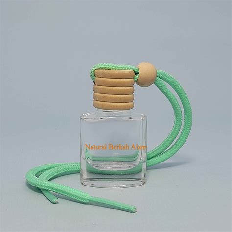 Jual Botol Parfum Gantung 7 Ml Kotak Circle Tutup Kayu Bulat Botol