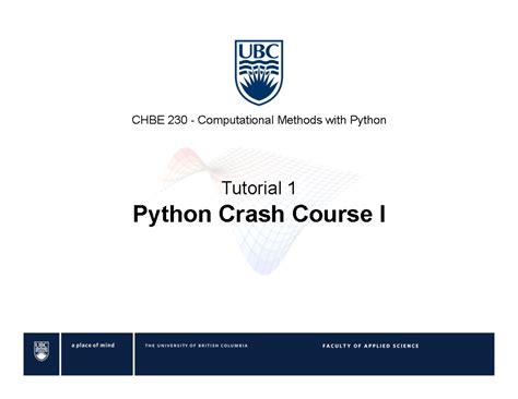 python crash course i professor james feng chbe 230 computational methods with python