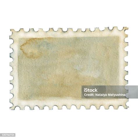 빈 레터 헤드 우표 흰색 배경에 격리 된 수채화 손 그린 그림 메일 디자인 우편 서신 스크랩북 수제 엽서 봉투 가장자리에 대한 스톡 벡터 아트 및 기타 이미지 Istock