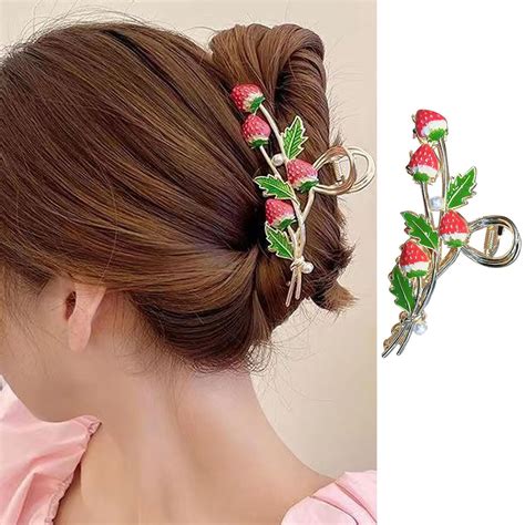Strawberry Hair Clips Fruit Claw Clip For Women Red