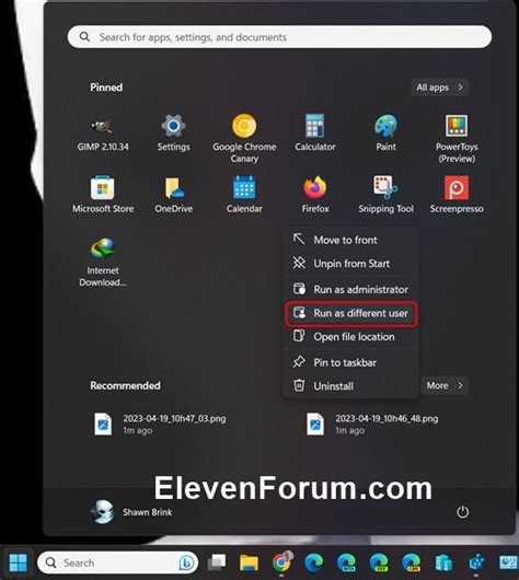 Add Or Remove Run As Different User Context Menu On Start In Windows 11 Windows 11 Forum