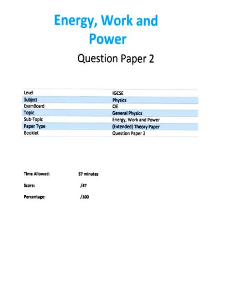 Igcse Cie Wpe P2 With Ans Pdf Potential Energy Kinetic Energy