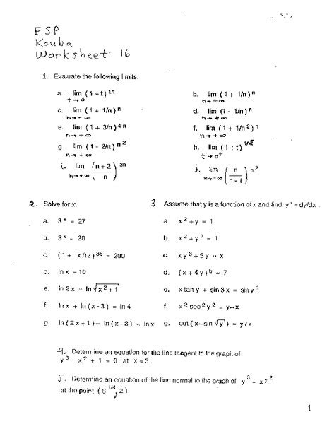 Limits And Functions Worksheet For 12th Higher Ed Lesson Planet