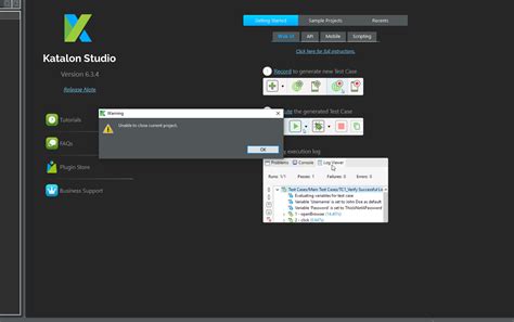 Unable To Close Current Project Archive Katalon Community