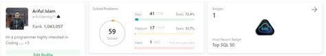 Achieved Top 50 Sql Problem Ariful Islam Posted On The Topic Linkedin