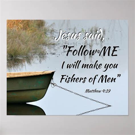 Fishers Of Men Scripture Matthew 419 Bible Verse Poster Zazzle