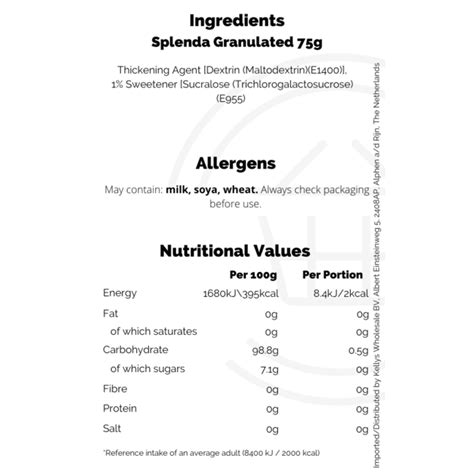 Splenda Granules 6x75g British Sugar And Sweetners Kellys Wholesale