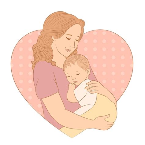 Madre Sosteniendo Al Bebé En Brazos Con Amor Vector Premium